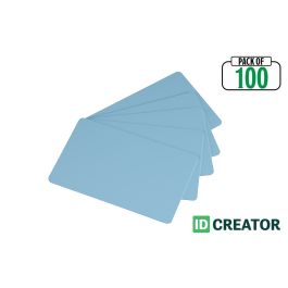 100 Light Blue ID Badges Customizable from IDCreator.com