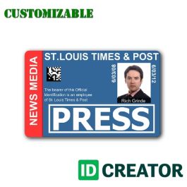 Press Pass for Journalists | Ships Same Day from IDCreator