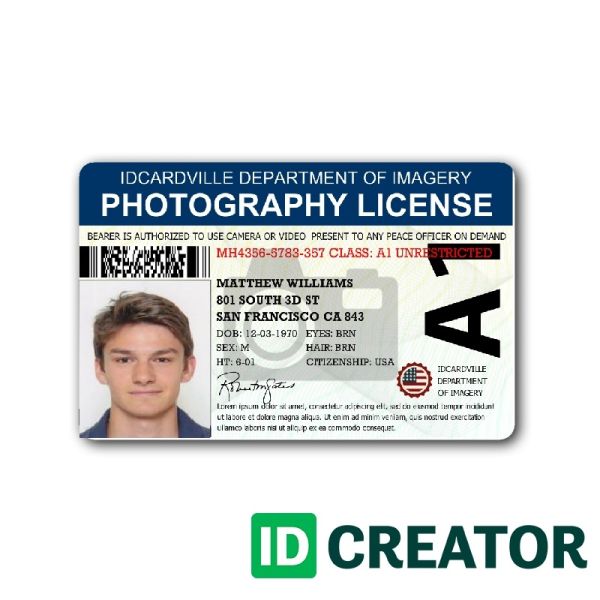 Professional Photographer ID Card From IDCreator